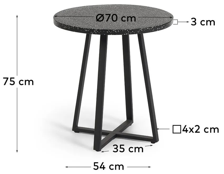 Černý zahradní stůl s deskou z kamene Kave Home Tella, ø 70 cm