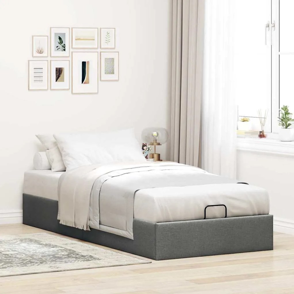 Osmanský rám postele bez matrací tmavě šedá 90x190 cm textil 3310841