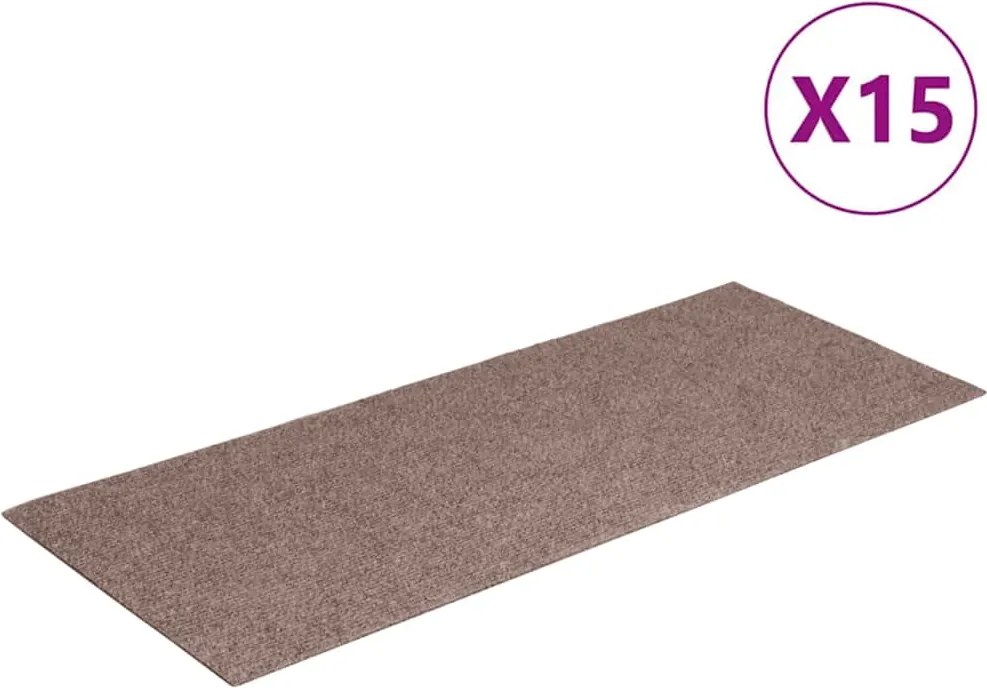 Schodové rohože samolepicí 15 ks 60 x 25 cm světle hnědé obdélníkové 326912
