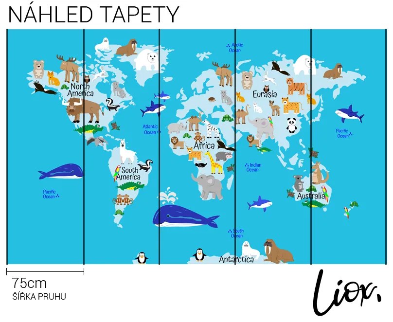 Tapeta mapa světa zvířata