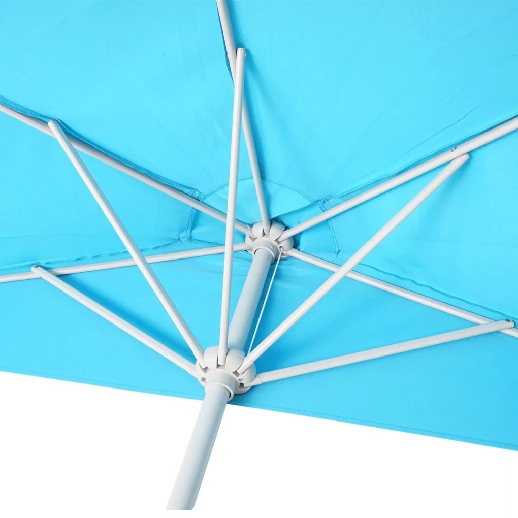 Slunečník půlkruh Parla - polyester/hliník - 300cm tyrkysový bez stojanu
