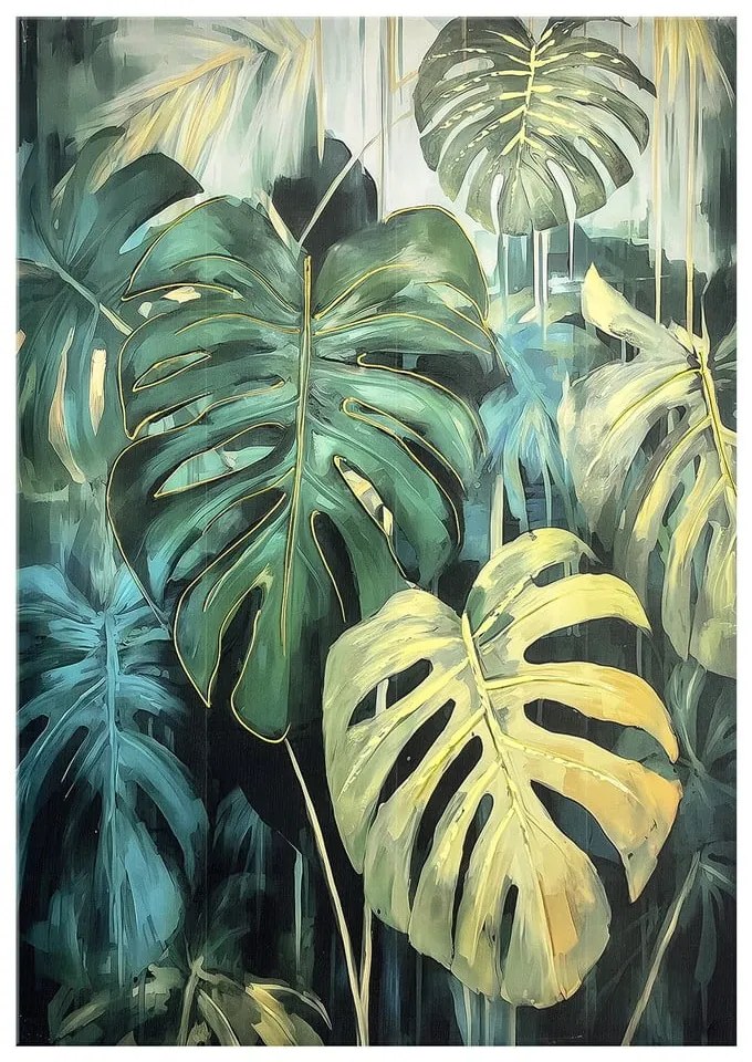 Obraz s ručně malovanými prvky 70x100 cm Monstera – Styler