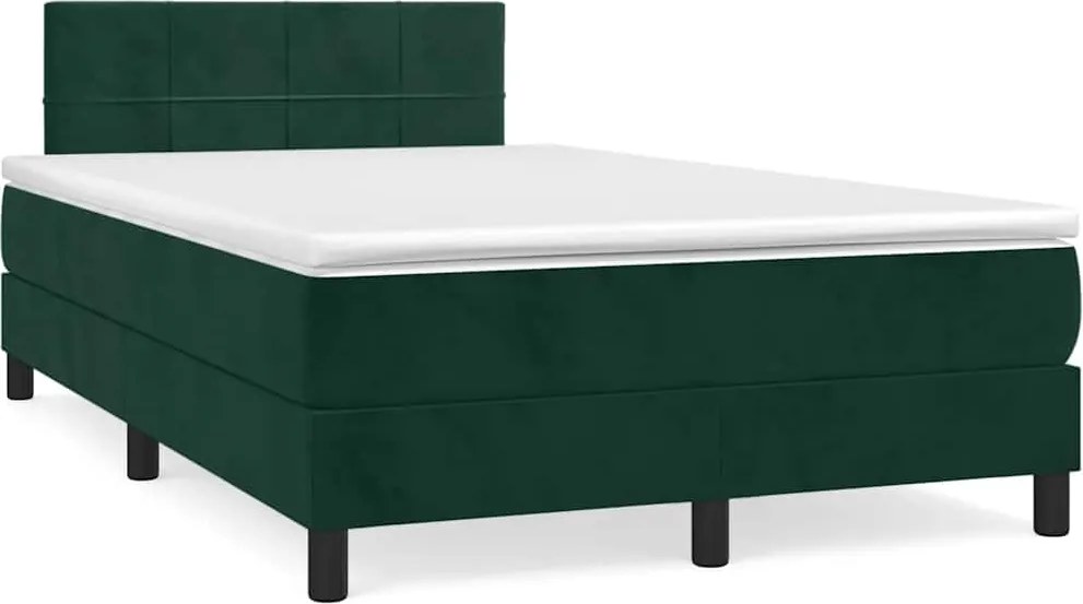 Box spring postel s matrací a LED tmavě zelená 120x190 cm samet 3270156