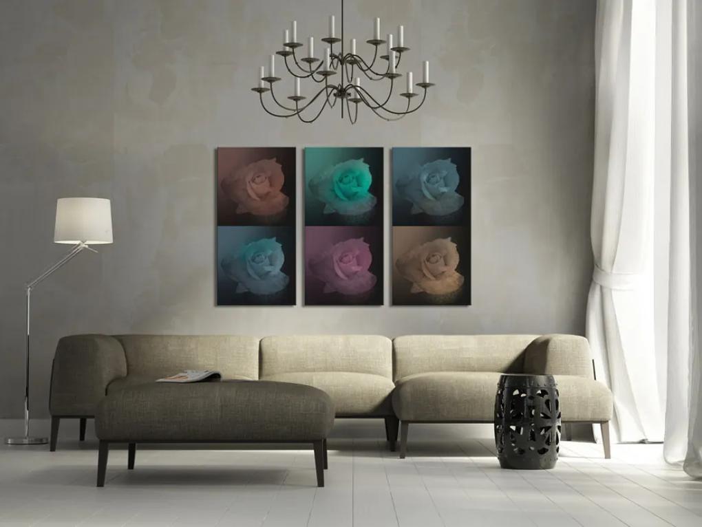 Obraz Modernost květin (3-dílný) - barevné růže ve stylu pop art