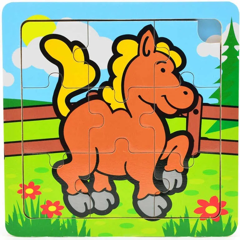 _Ostatní 1_ DŘEVO Baby puzzle moje první zvířátka 9 dílků na desce různé druhy 00512018