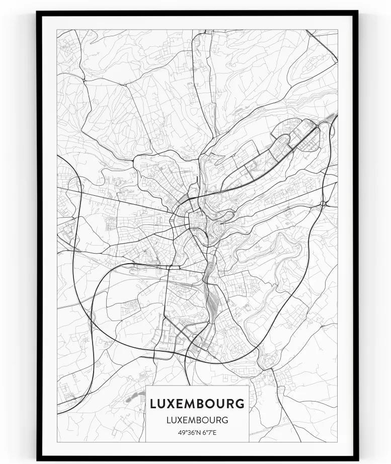 Plakát / Obraz Mapa Luxembourg Pololesklý saténový papír 210 g/m² A4 - 21 x 29,7 cm