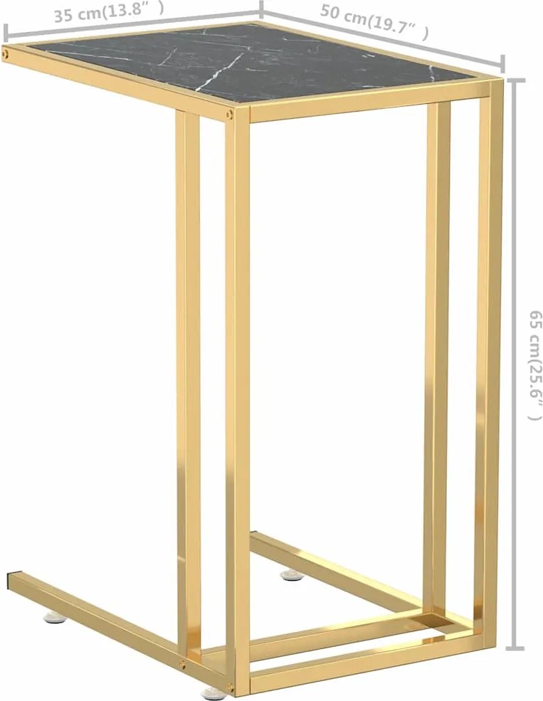 Stolek na notebook černý mramor 50 x 35 x 65 cm tvrzené sklo 331647