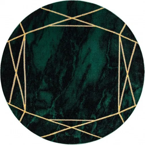 Dywany Łuszczów, POŠKOZENÝ Kusový koberec Emerald 1022 green and gold kruh, 120x120 (průměr) kruh, zelená, ložnice