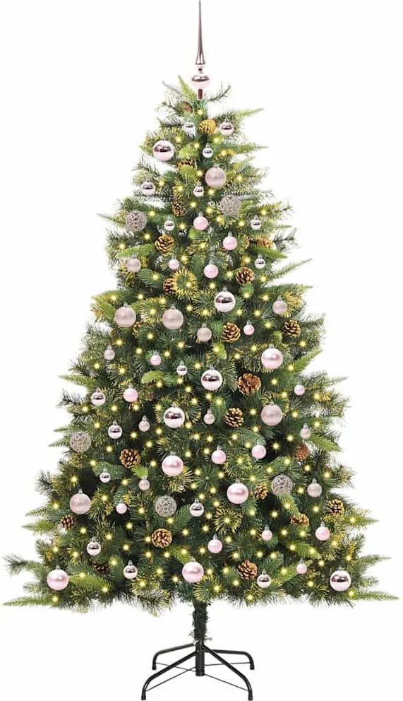 Umělý sklopný vánoční stromeček s kužely Zelená 180 cm 3395091