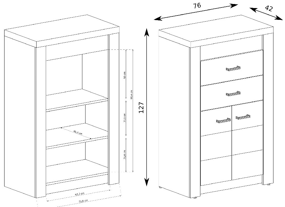 INDIANAPOLIS k | komoda I-6 | kraft bílý