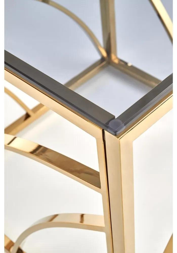 Konferenční stolek Universe čtvercový, čirá / zlatá