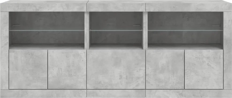 Příborník s LED osvětlením betonově šedý 162 x 37 x 67 cm 3208998