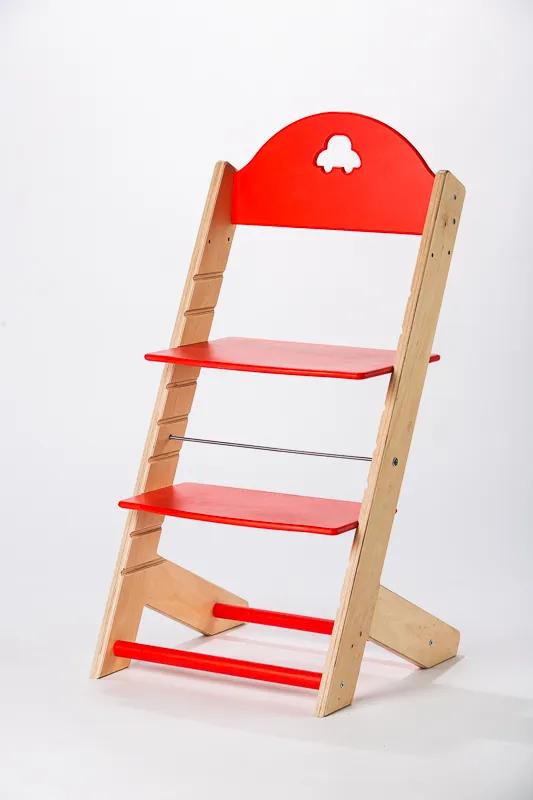 Lucas Wood Style rostoucí židle MIXLE -  přírodní/červená rostoucí židle MIXLE: Medvídek
