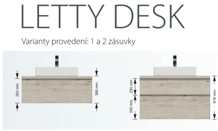Intedoor skříňka s umyvadlem na desku Letty Desk LE DESK 100 1Z Varianta: A0076 Antracit LESK