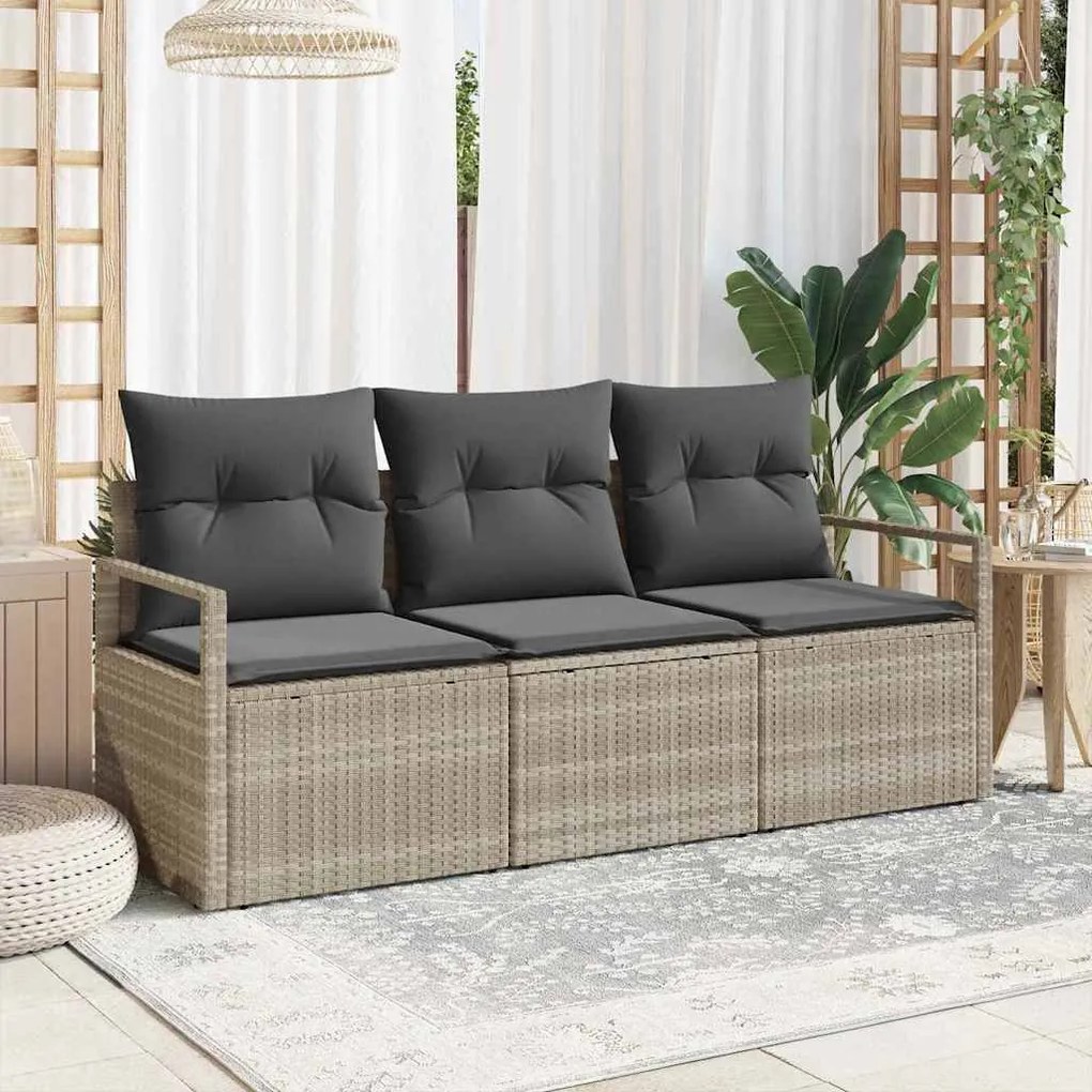 Set pohovek 3 ks Světle šedá polyratan 3346242