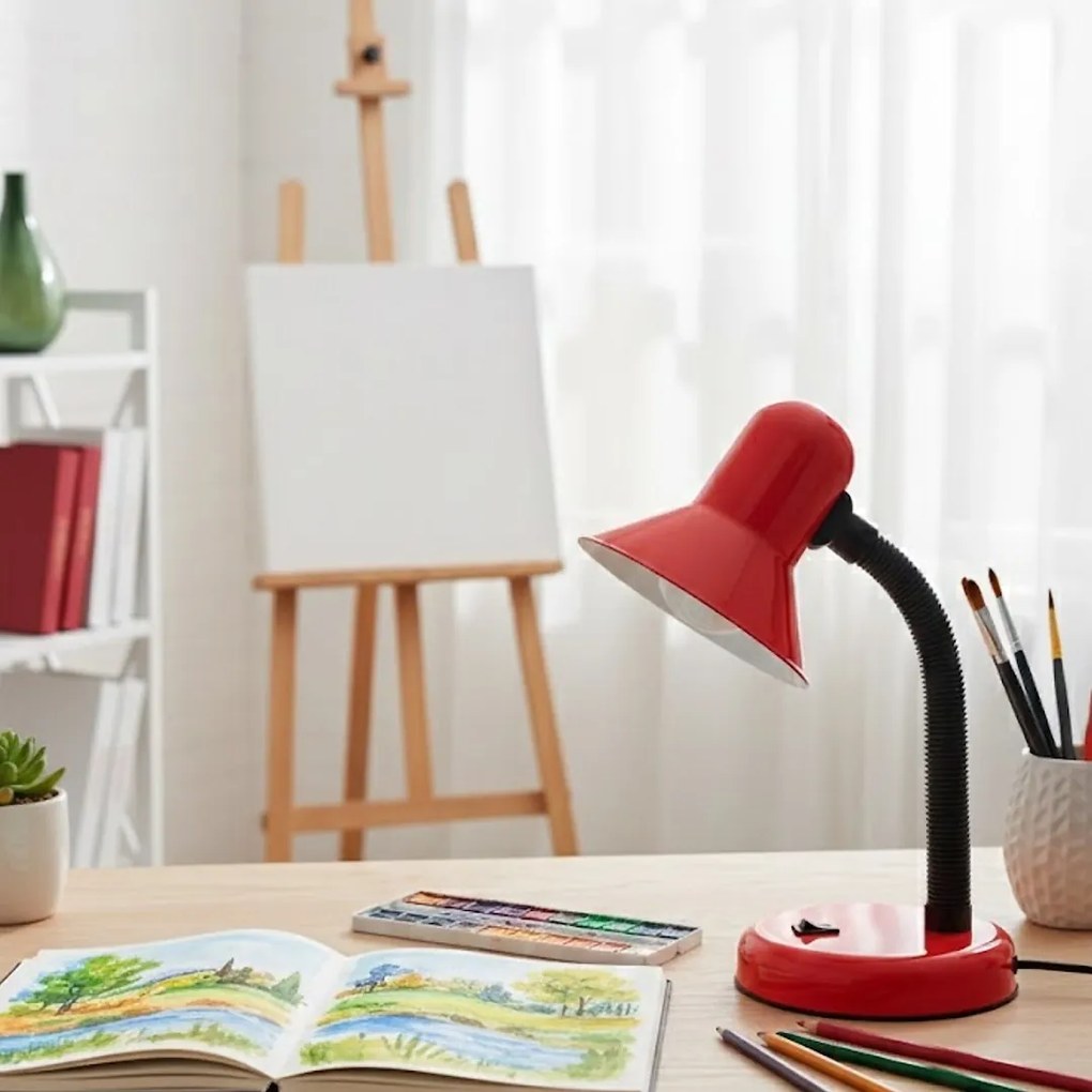 Stolní lampa Mentor, 1x červené stínítko, r