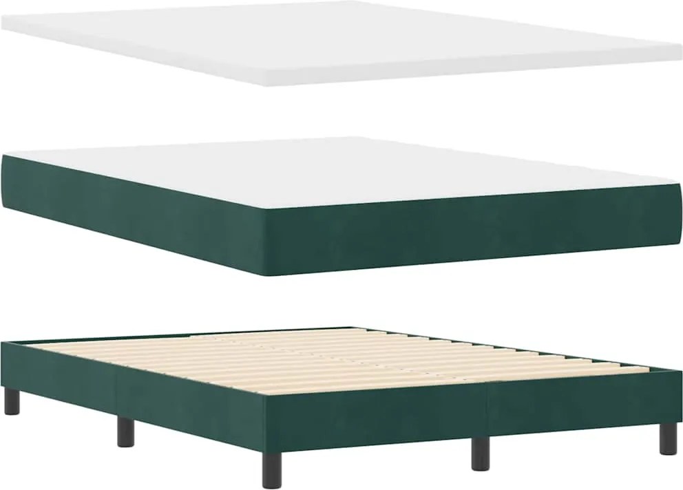 Postel s boxspringem s matrací Tmavě zelená 140 x 190 cm samet 3339107