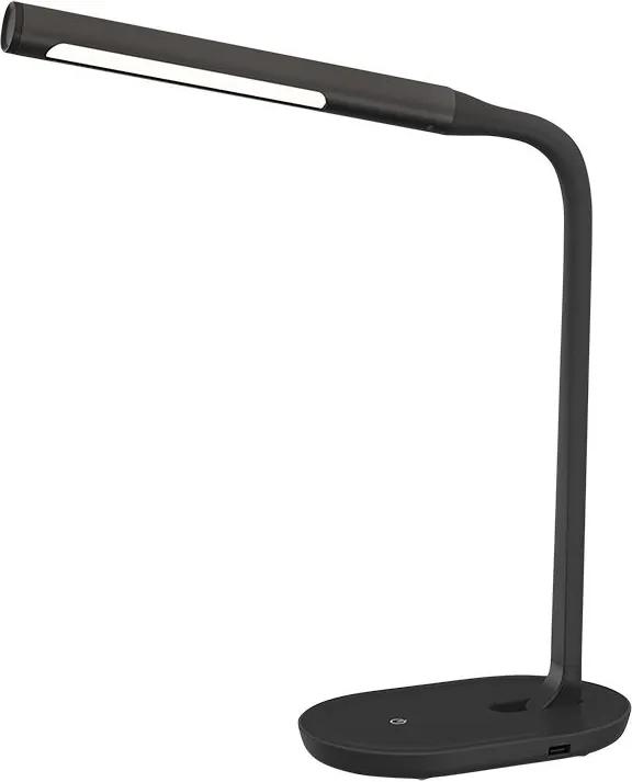 Solight LED stolní lampička stmívatelná, 8W, 4500K, USB, černá