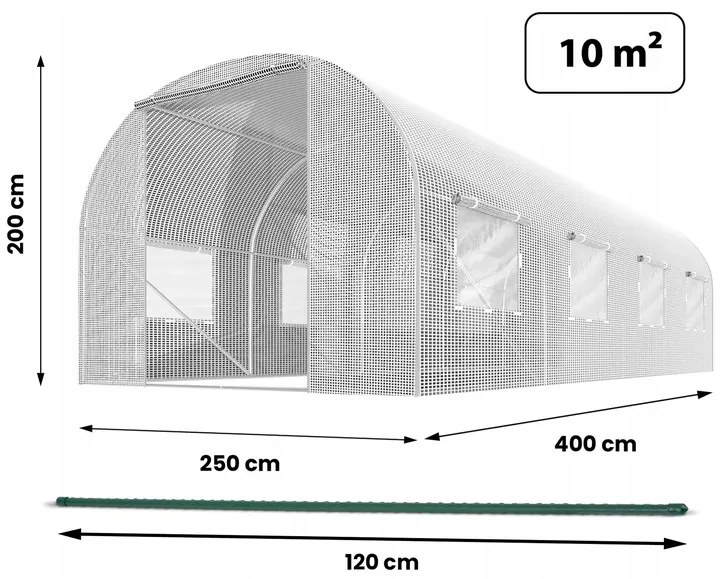 MM Handel  Zahradní skleník 2,5 x 4 m (10 m2) bílý set