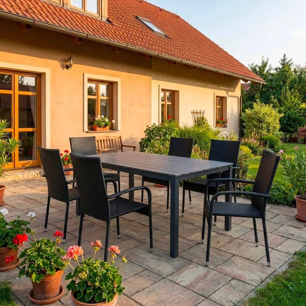 Vikio Zahradní ratanový set 150x90 pro 6 osob DT276-S šedý