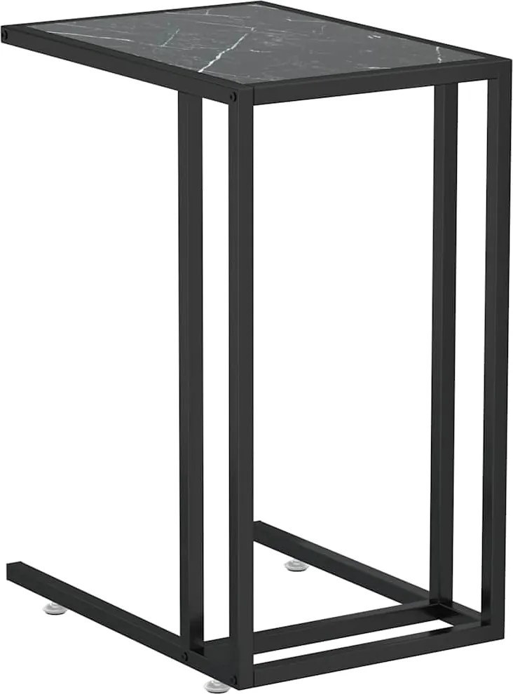 Stolek na notebook černý mramor 50 x 35 x 65 cm tvrzené sklo 331651