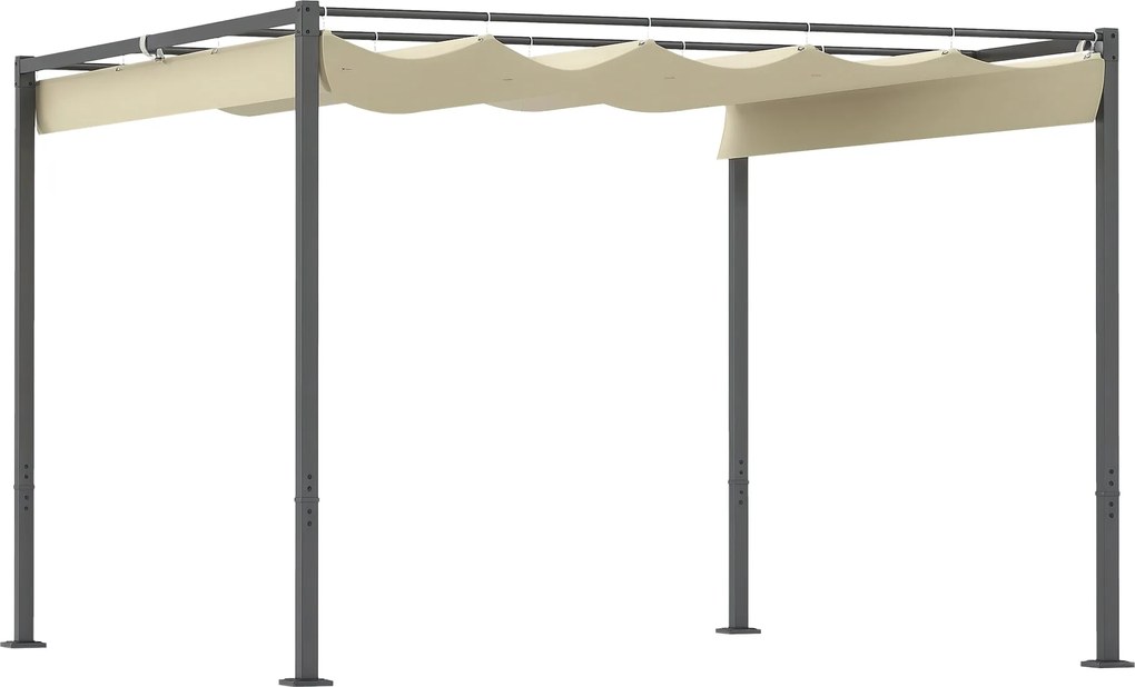 Pergola Outsunny přibližně 3x3m s magnetickou podložkou, kovový zahradní altán s nastavitelnou střechou, volně stojící, UV ochrana 30+, pro terasu a z