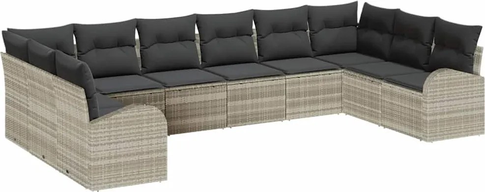 Set pohovek 10 ks Světle šedá [Syntetický]: Polyratan 3346222