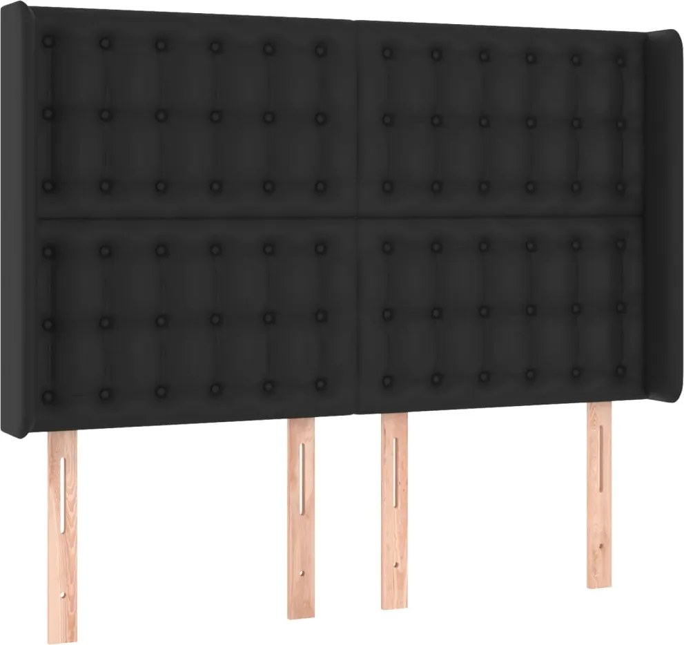 Box spring postel s matrací a LED černá 140x200 cm umělá kůže 3139385