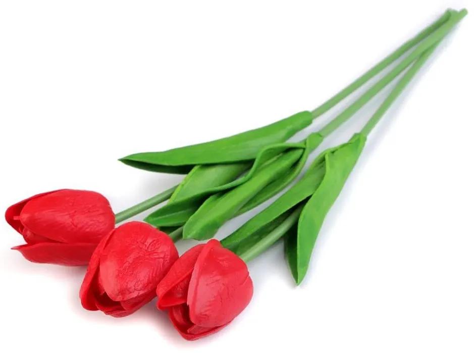 Umělý tulipán 35 CM k aranžování balení 3 KUSY - 5 červená