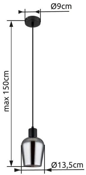 Globo 15627 - Lustr na lanku RYAN 1xE27/40W/230V pr. 13,5 cm černá