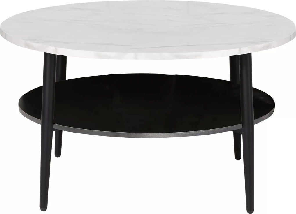 Konferenční stolek Ella 80 cm bílý mramor/černý