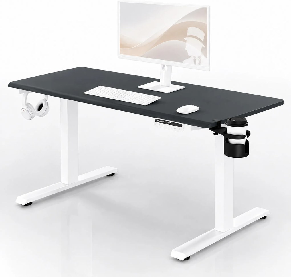 Elektrický stůl s nastavitelnou výškou ergonomický bílo-antracitový,1400x700 mm: ARIA