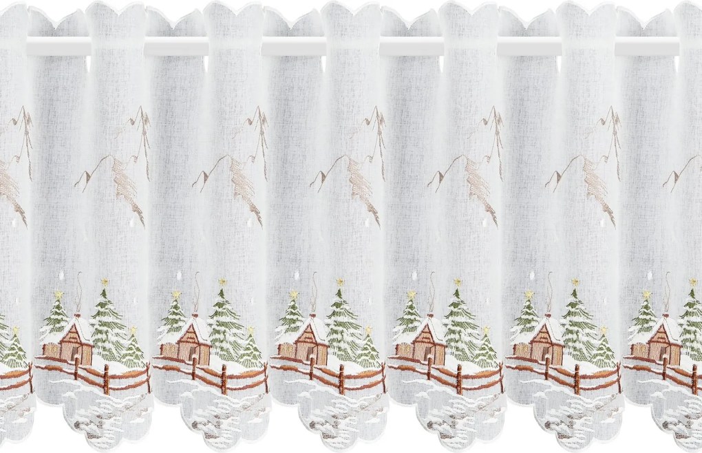 KRÁTKÁ ZÁCLONA NA POUTKÁCH XMAS17 145X40 CM VZOROVANÁ