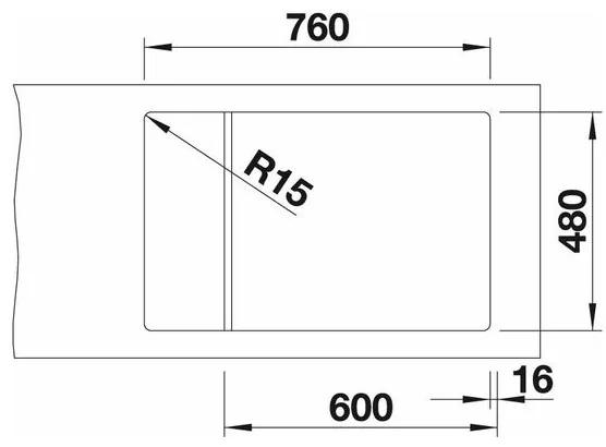 Blanco Elon XL 6 S Granitový dřez s odkapem oboustranné provedení, odkapávací mřížka, 78x50cm, černá 525883