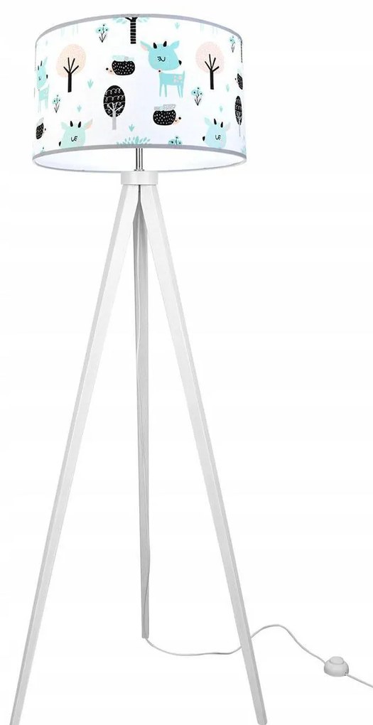 Dětská stojací lampa Bambi, 1x textilní stínítko se vzorem, (výběr ze 2 barev konstrukce)
