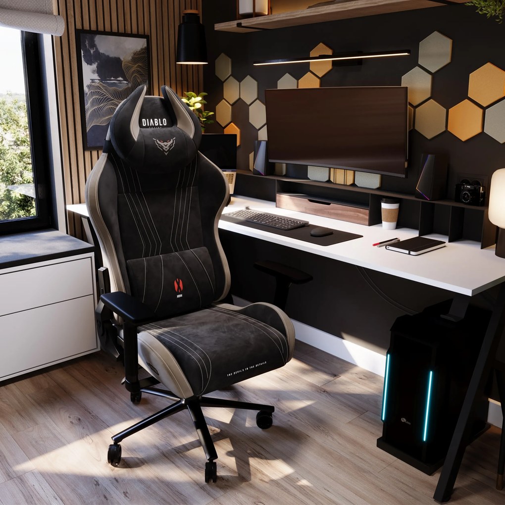 Herní křeslo z látky Normal Size, černý-béžový: Diablo X-Horn 2.0 Camel Black