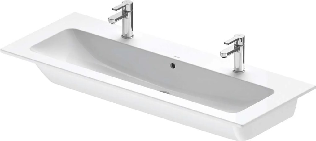 Duravit ME by Starck - Dvojumyvadlo 123x49 cm, s přepadem, 2 otvory pro baterii, DuraShield, bílá 236112AA24