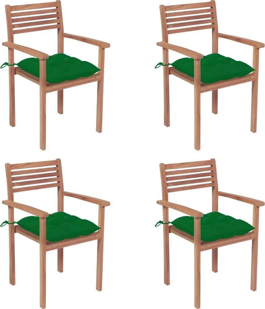 vidaXL Zahradní židle 4 ks podušky masivní teak [3062304] Barva: krémová