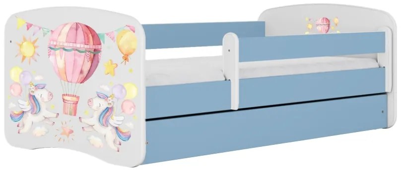 KOCOT KIDS Postel - BABYDREAMS, 80x180 cm, matná bílá/modrá, různé motivy na výběr Motiv: jednorožec 2, Úložný prostor: bez úložného prostoru