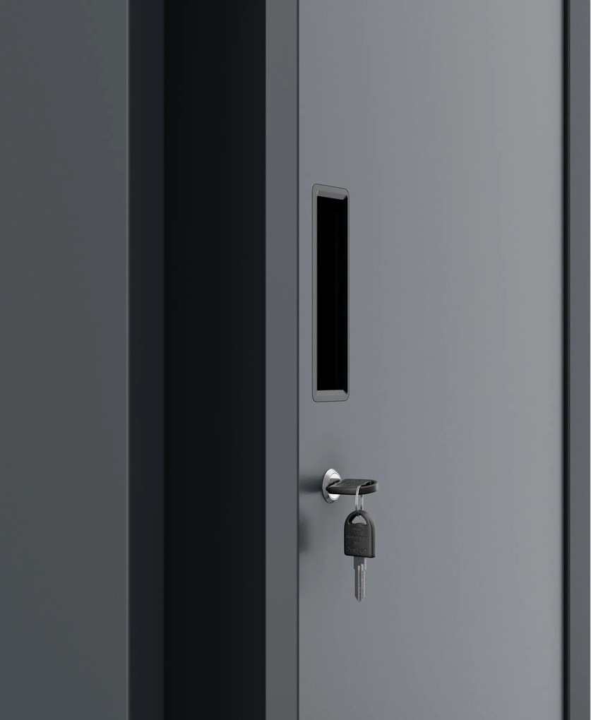 Dvoukomorová šatní skříň pro zaměstnance antracitová, 400x1800x500 mm: KACPER 1 Plus