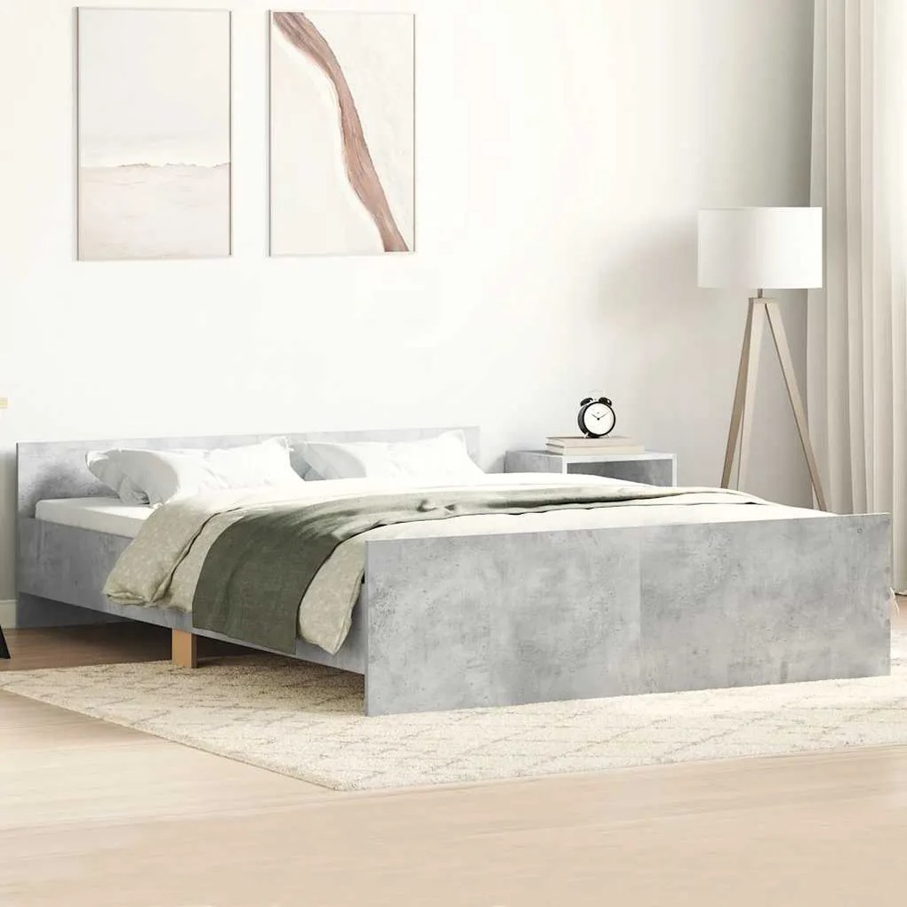 Rám postele s hlavovým a nožním čelem betonově šedý 140x190 cm 3203785