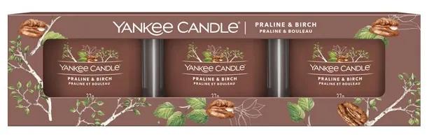 Yankee Candle Sada Votivní svíčky ve skle Praline & Birch, 3 x 37 g