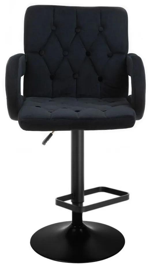 LuxuryForm Barová židle  BOSTON VELUR na černém talíři - černá