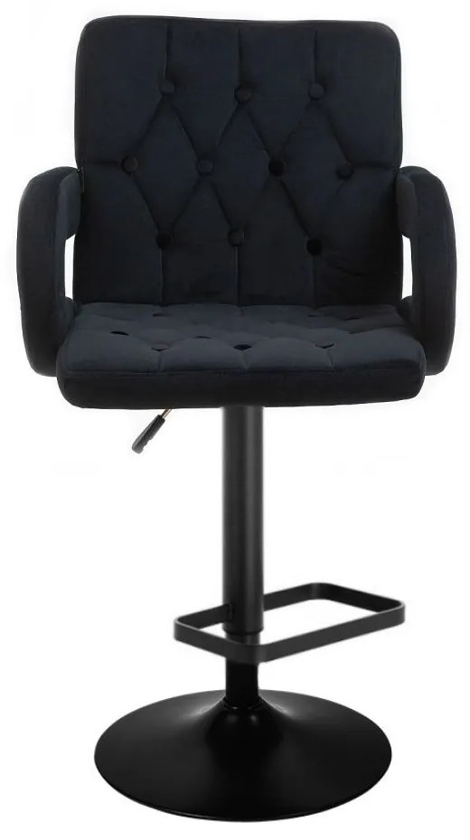 LuxuryForm DESIGN Barová židle BOSTON VELUR na černé kulaté podstavě - černá