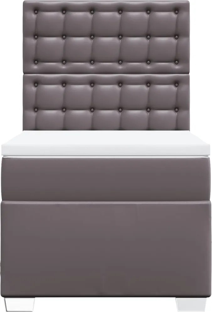 Box spring postel s matrací šedá 80 x 200 cm umělá kůže 3292998