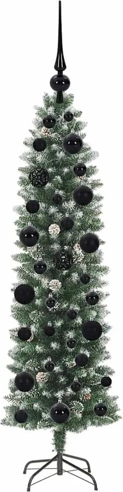 Umělý štíhlý vánoční strom Zelená a bílá 120 cm 3395270