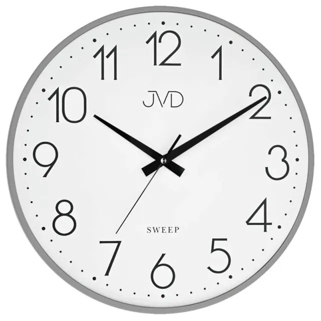 JVD Šedé nástěnné kovové netikající tiché hodiny JVD HK4169.2
