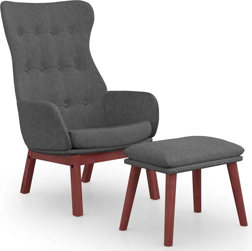 Relaxační křeslo s podnožkou tmavě šedé textil 3097724
