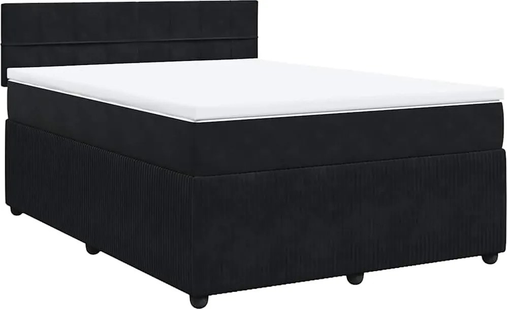 Box spring postel s matrací černá 160x200 cm samet 3290084