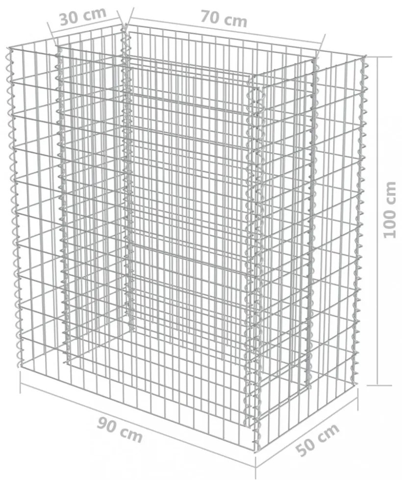 Gabionový vyvýšený záhon pozinkovaná ocel Dekorhome 270x50x50 cm